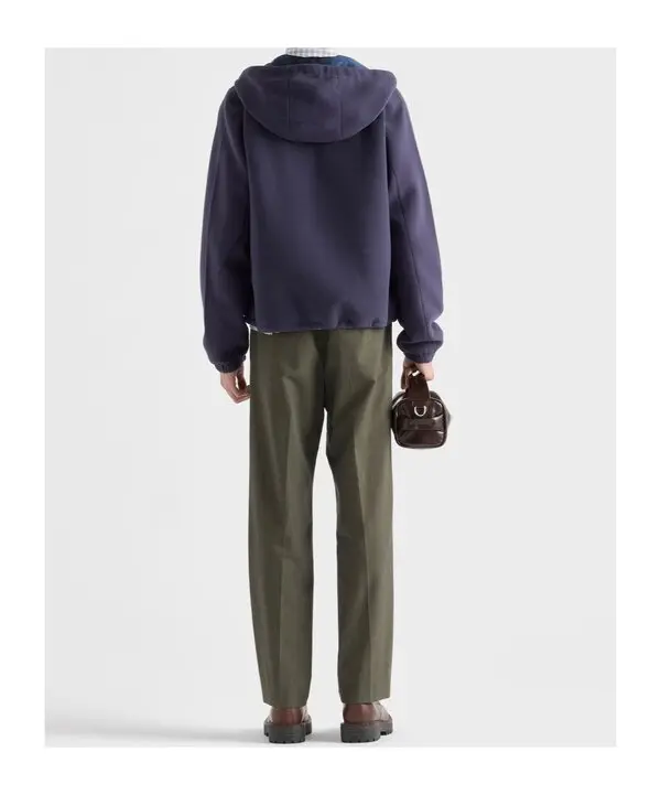 Prada Zipped Hooded Jacket In Navy Blue - 16% Off | Editorialist